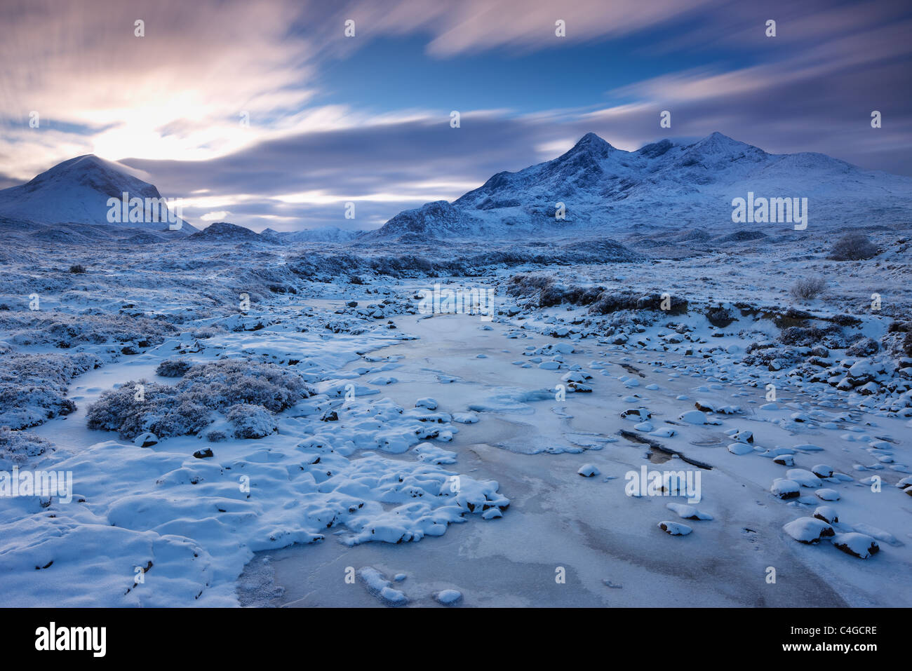 Glen Sligachan & The Cuillin in winter, Isle of Skye, Scotland Stock ...