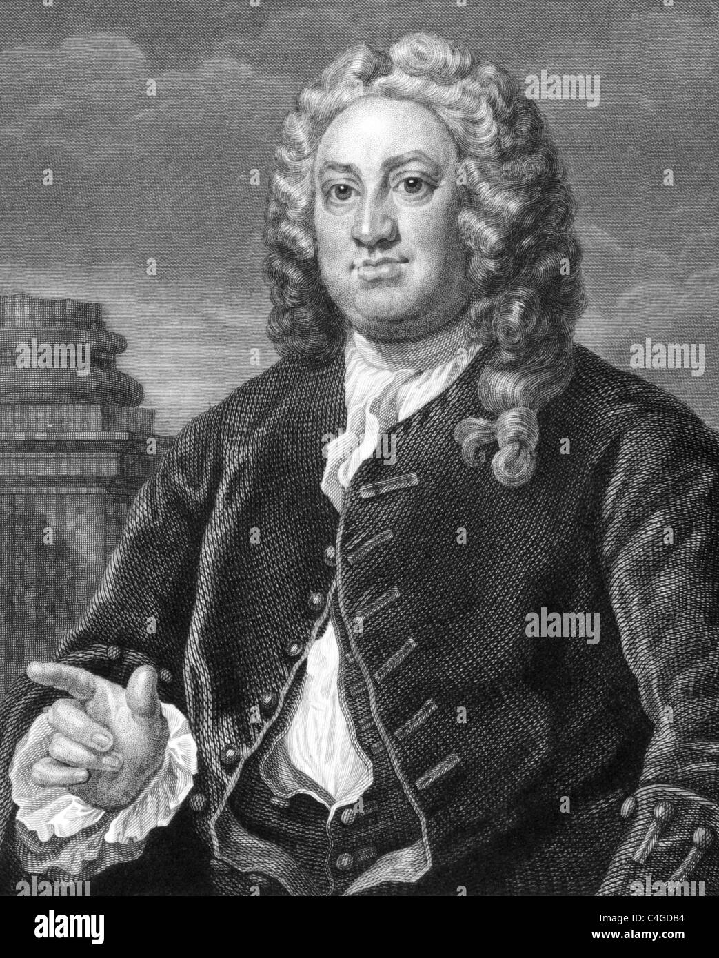 Martin Folkes (1690-1754) on engraving from 1800s. English antiquary ...