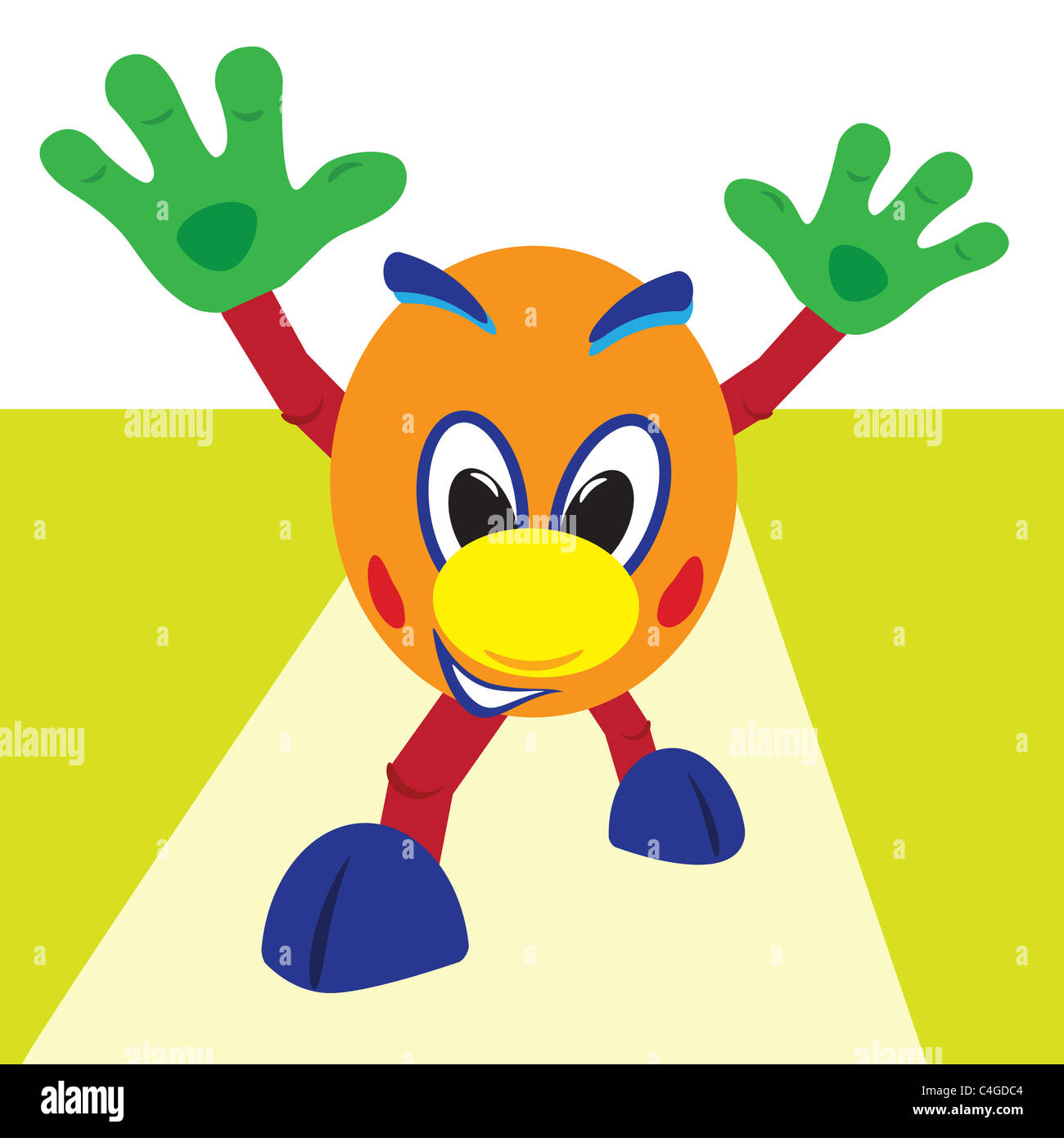 Funny walking smiley. Humorous illustration Stock Photo - Alamy