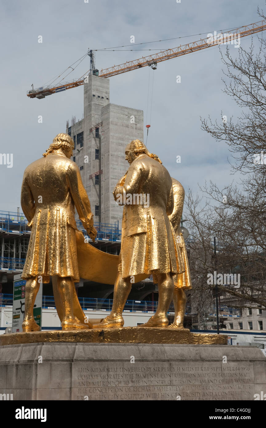 Statues and construction site in Birmingham city centre Stock Photo - Alamy