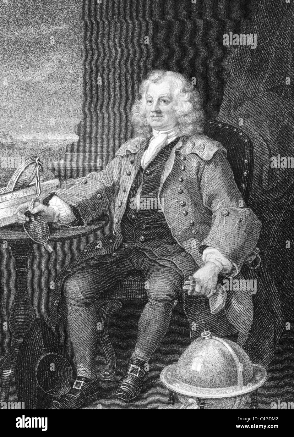 Captain Thomas Coram (1668-1751) on engraving from 1800s ...