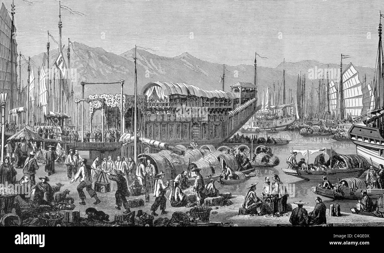 Water View, Shanghai on engraving from 1871 Stock Photo - Alamy