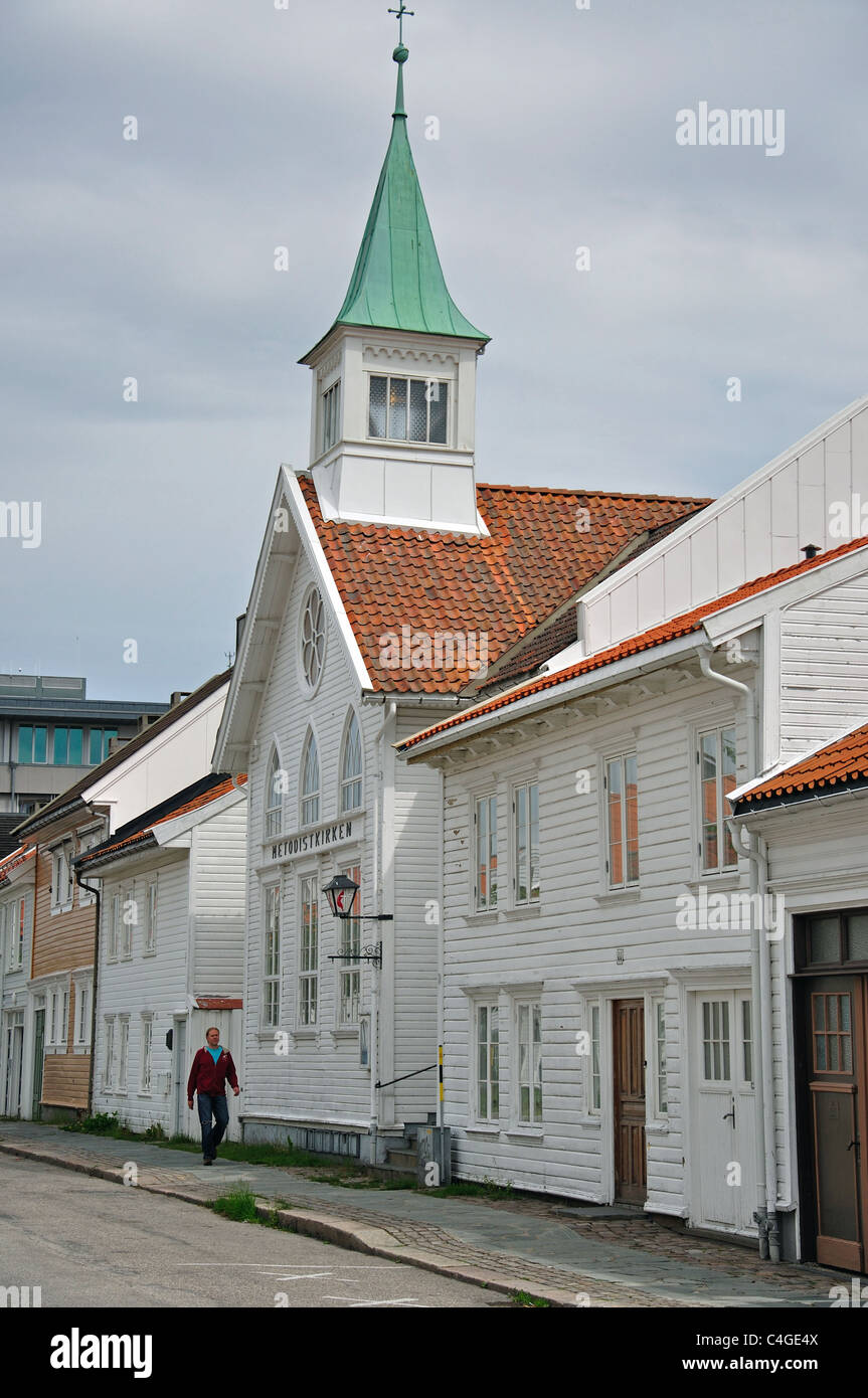 Old wooden buildings in Old Town District (Posebyen), Kristiansand ...