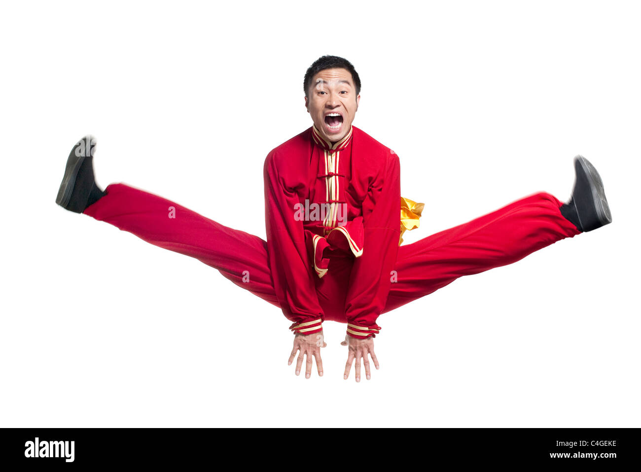 Man in Traditonal Chinese Clothes Jumping in the Air Stock Photo - Alamy