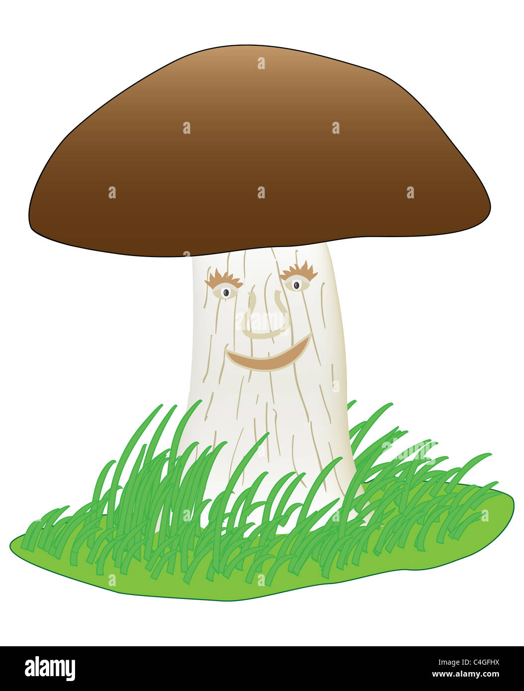 mushroom with smiling face illustration Stock Photo - Alamy
