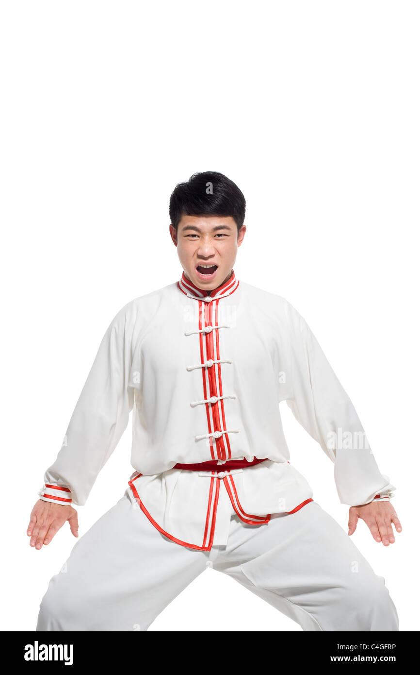 Man In Traditional Chinese Clothing doing Martial Arts Stock Photo - Alamy