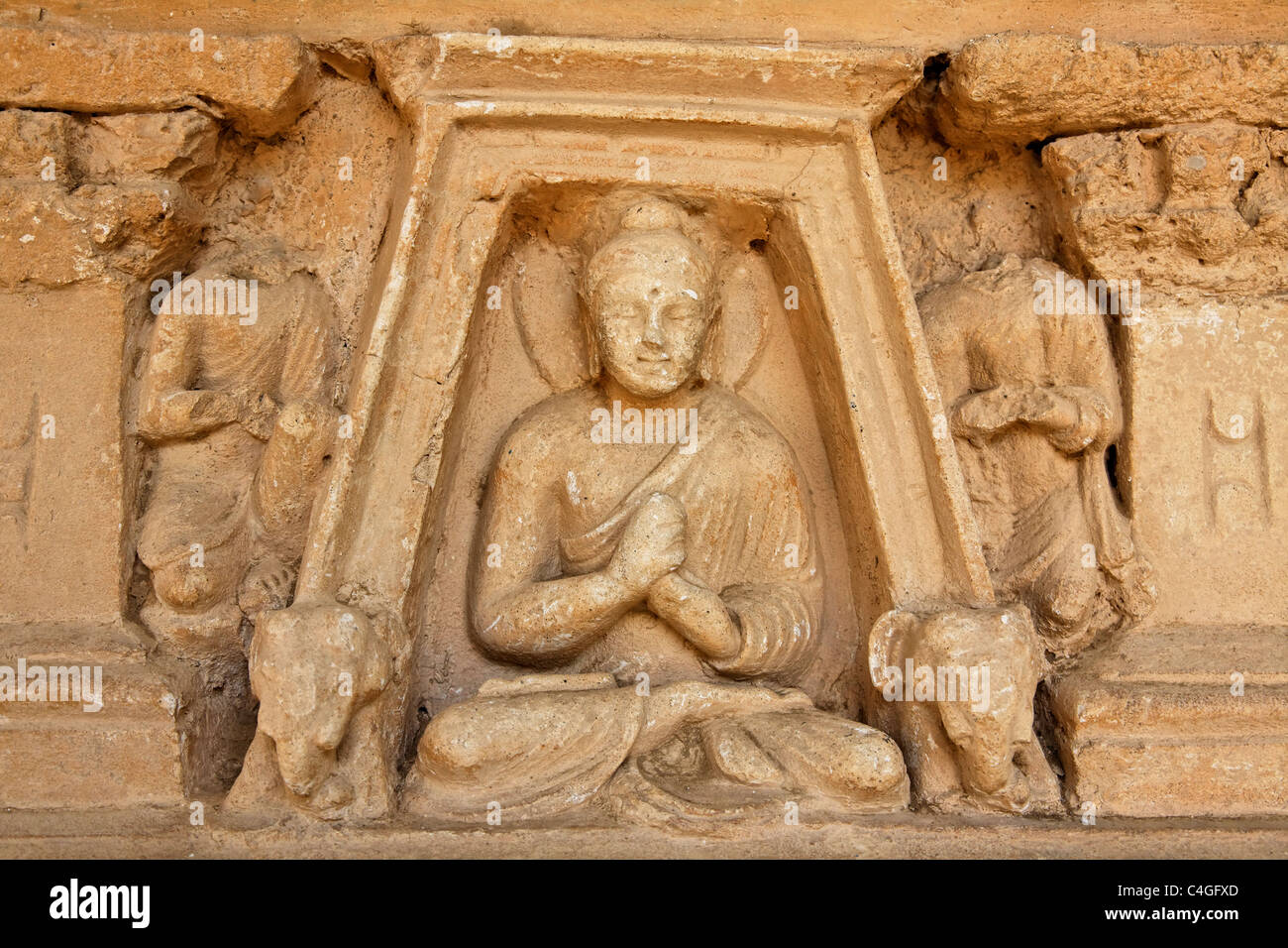 Pakistan - Punjab - Taxilla - detail of a buddhist stupa Stock Photo ...