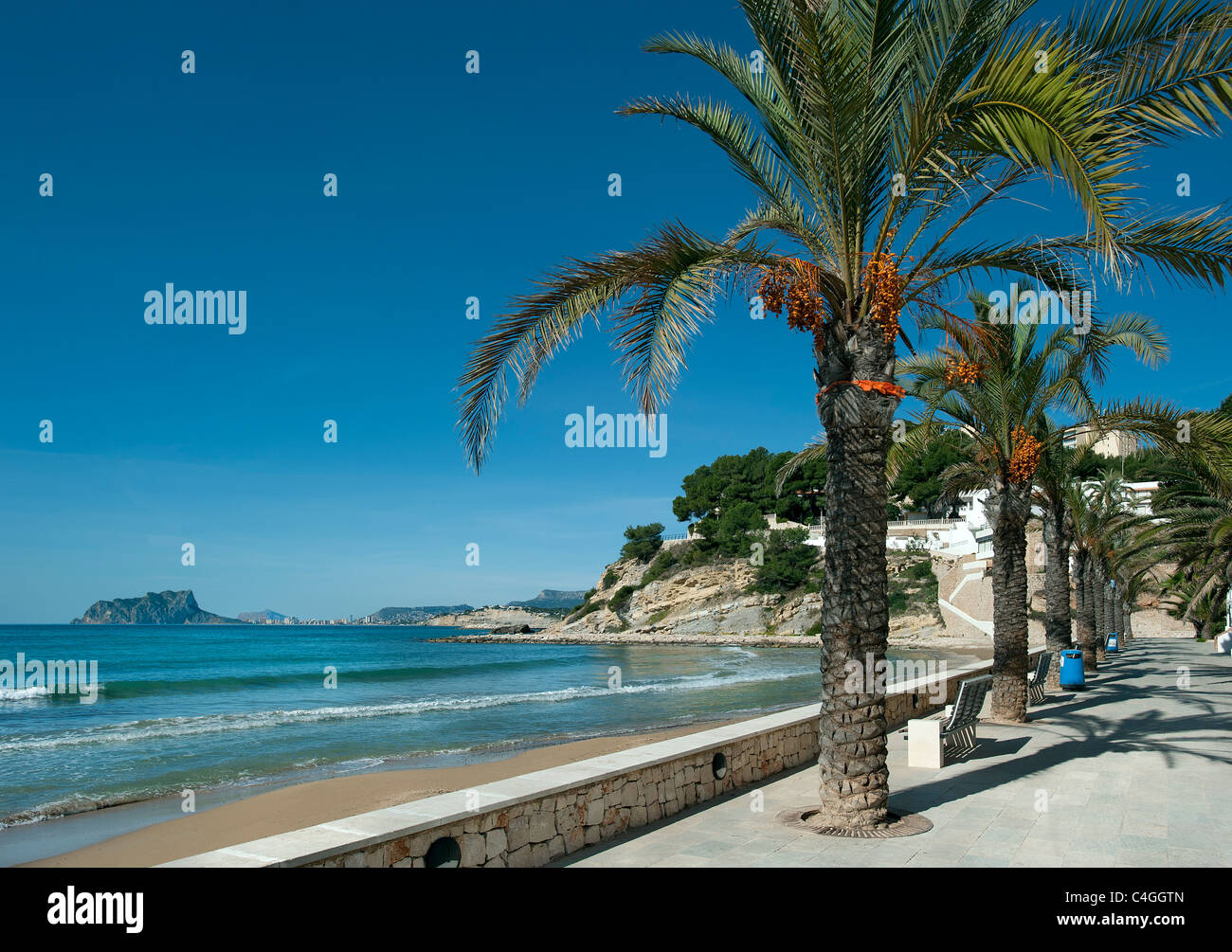 Promenade at Playa del Portet, Teulada, Costa Blanca, Spain Stock Photo ...