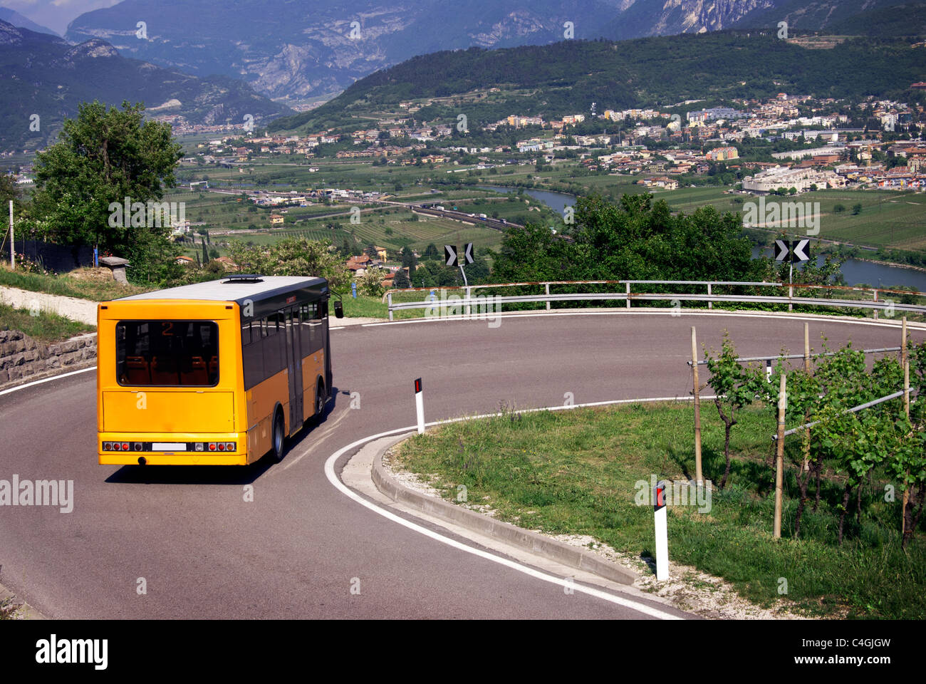 school bus on the road Stock Photo - Alamy
