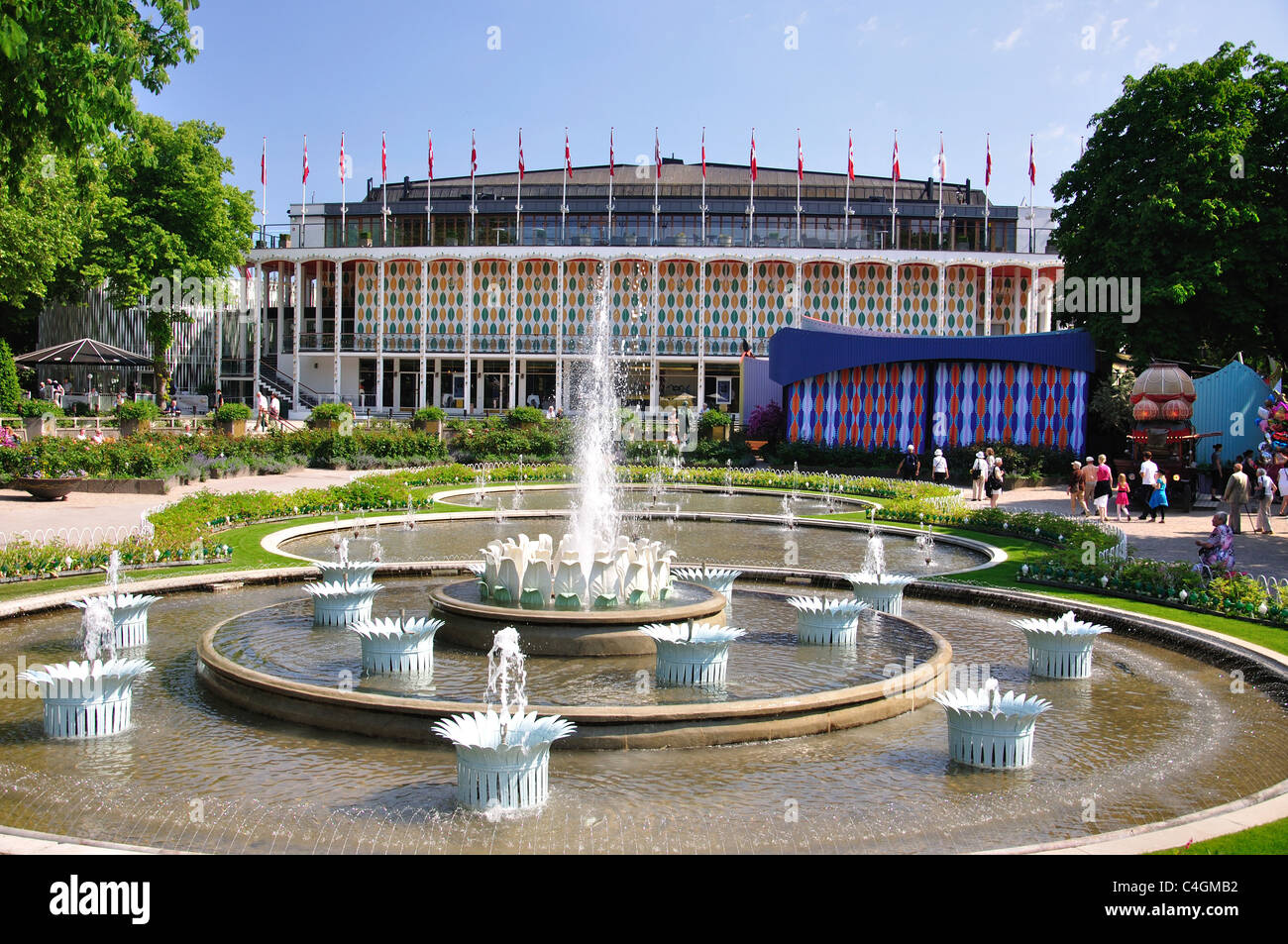 Tivoli Concert Hall and fountain, Tivoli Gardens, Copenhagen (Kobenhavn ...