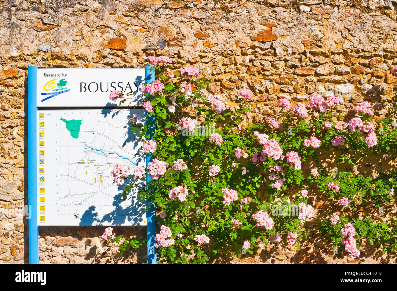 Boussay village roadside map - Boussay, France Stock Photo - Alamy