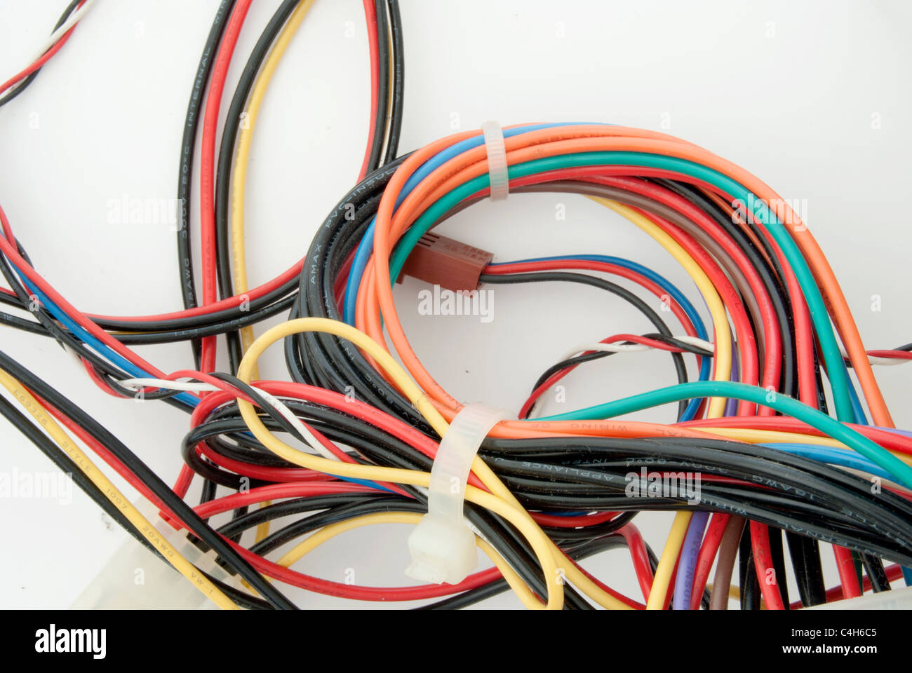 coloured electricalm power cables Stock Photo - Alamy