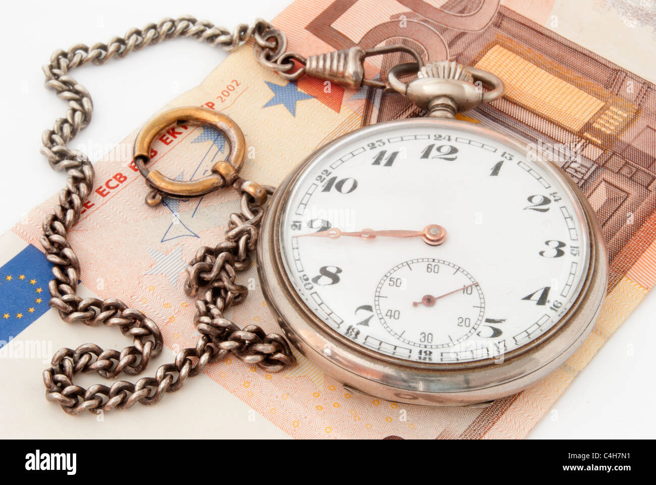 euro money, a watch and chain Stock Photo - Alamy