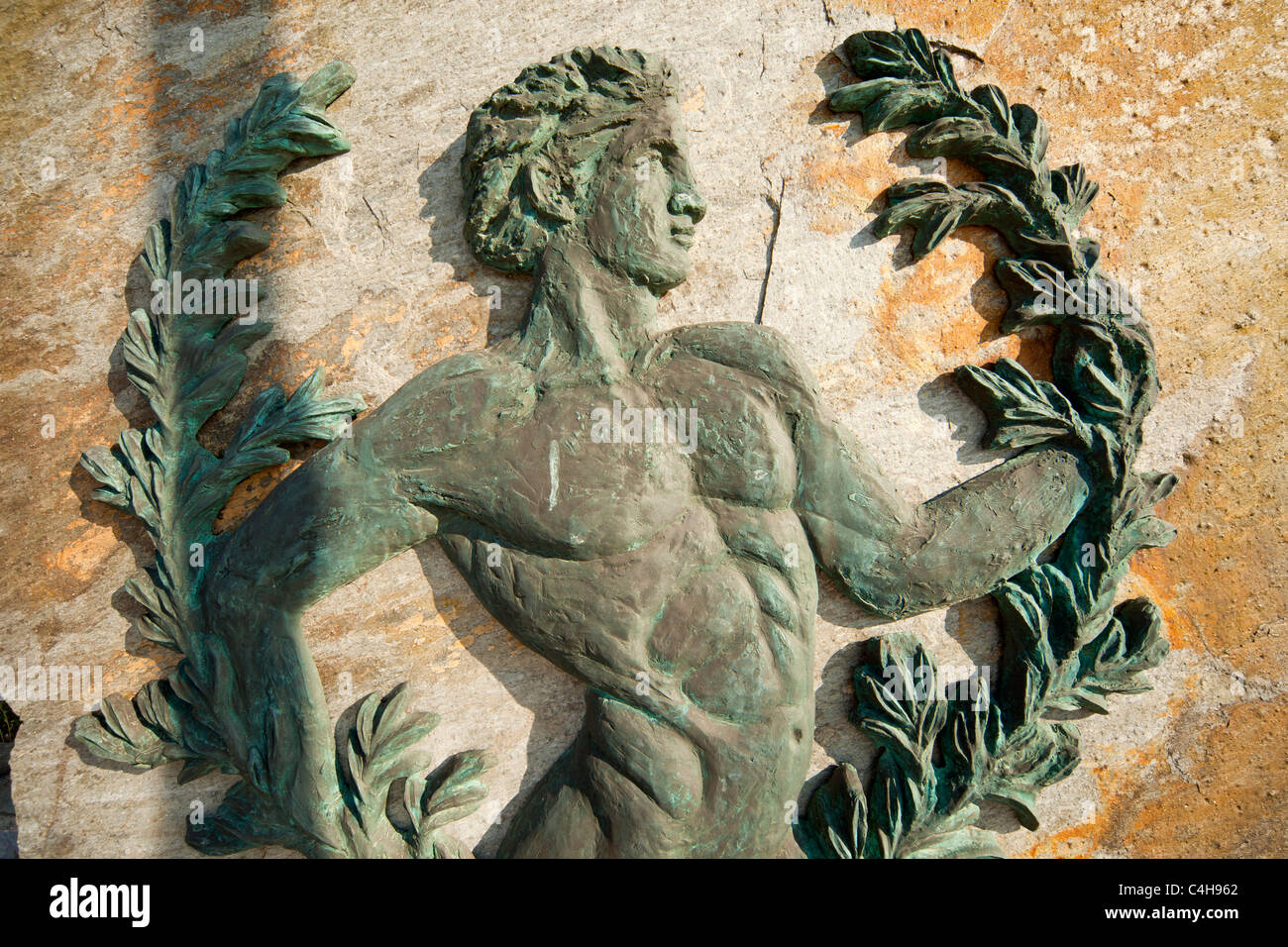 relief with ancient greek sportsman at the small village Agnontas ...