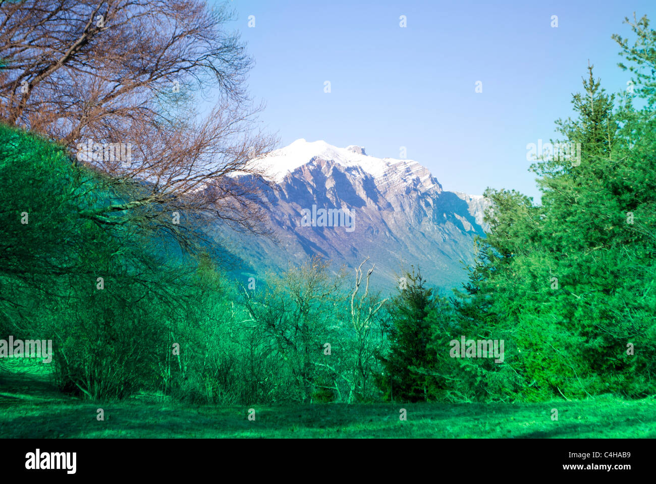 Aerial view of Dolomite landscape with mountain range Stock Photo - Alamy