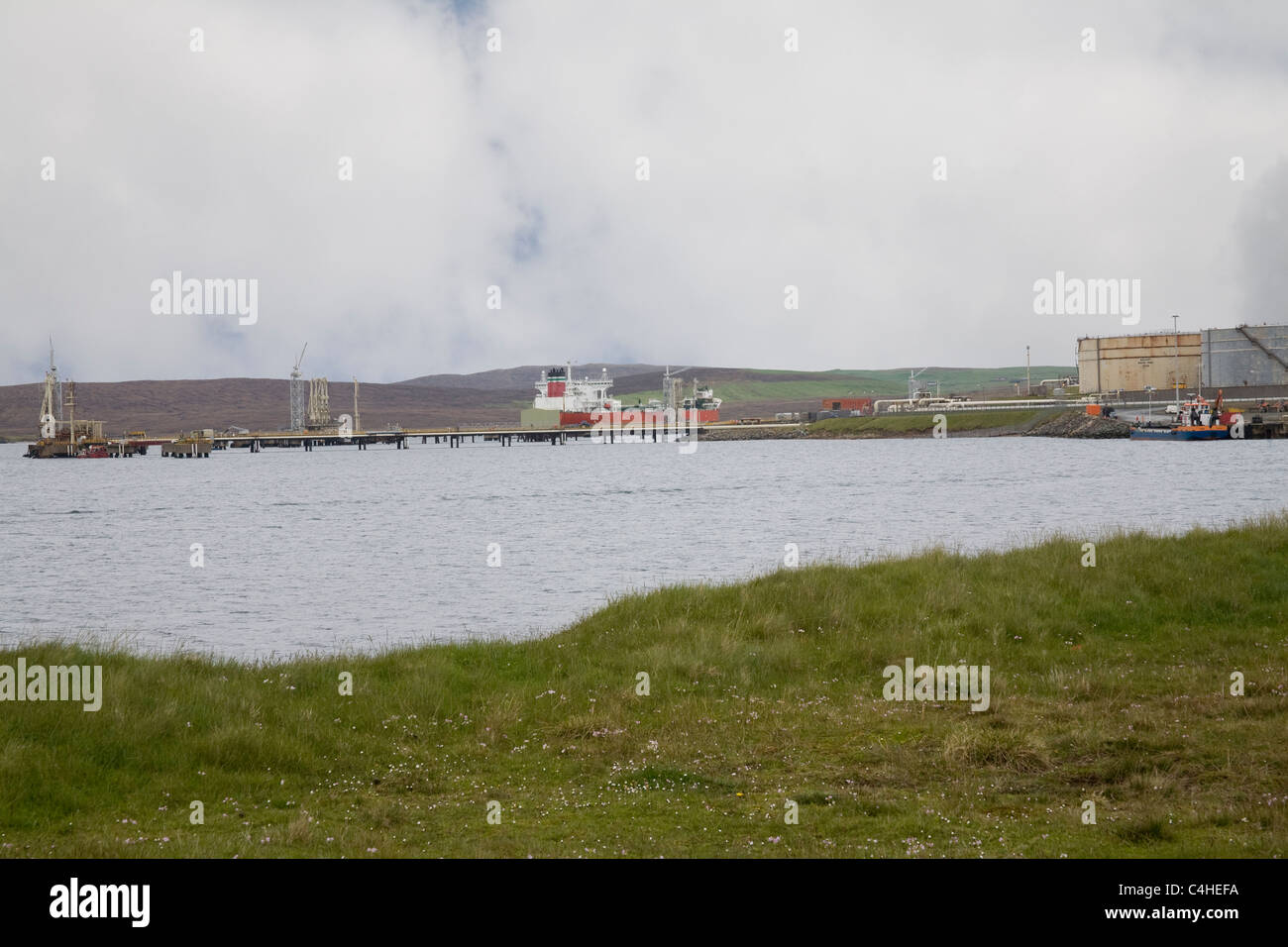 Sullom Voe Oil Terminal Shetland Isles important UK Port Stock Photo ...
