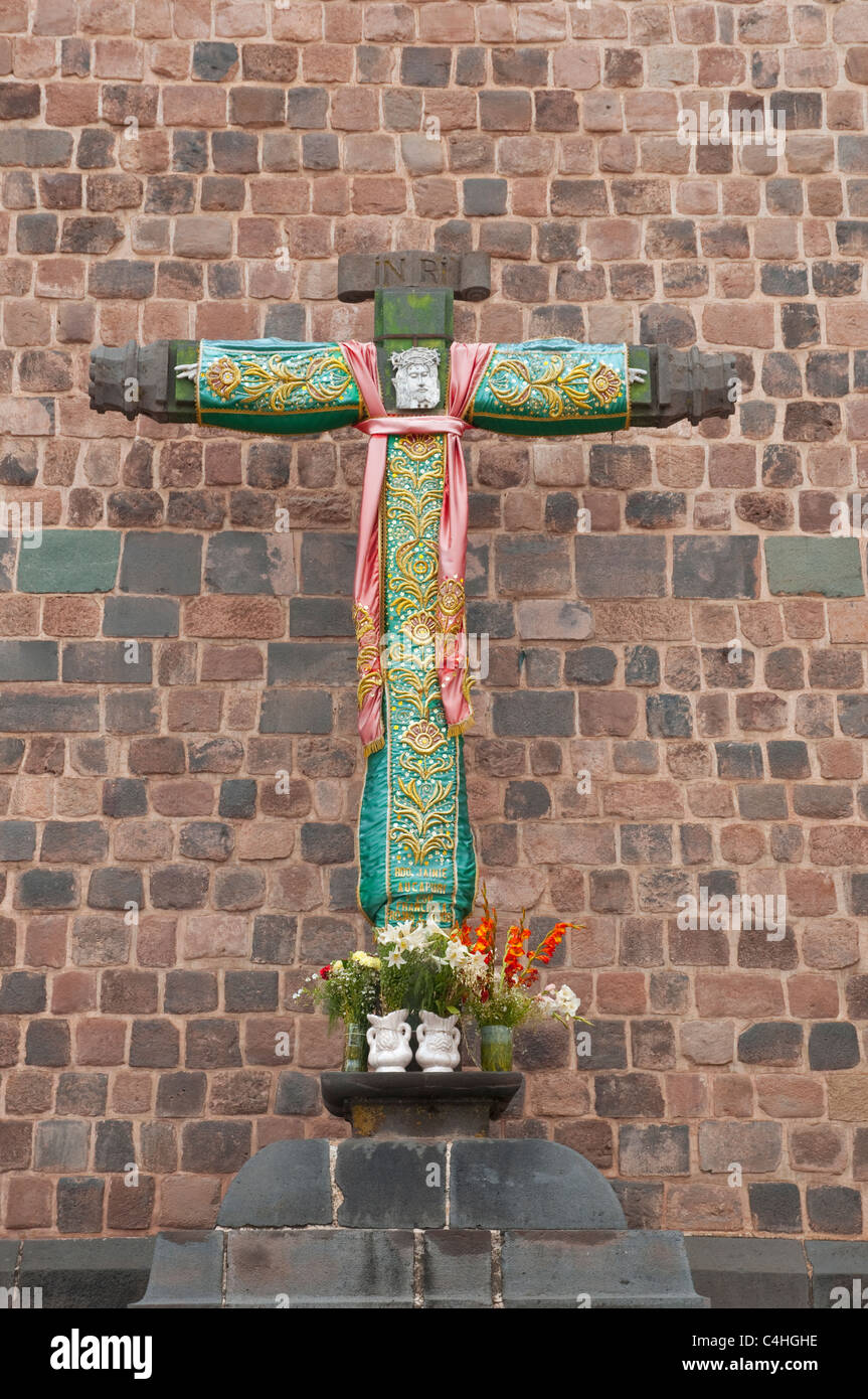A traditional cross at the Inca Sun Temple in Cusco, Peru, South ...