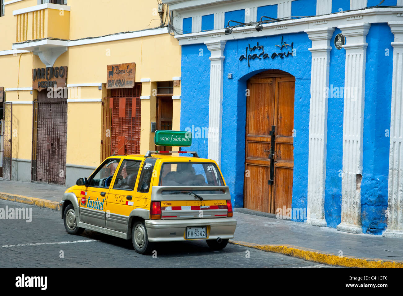 Taxi cabs on the streets of Arequipa, Peru, South America Stock Photo ...