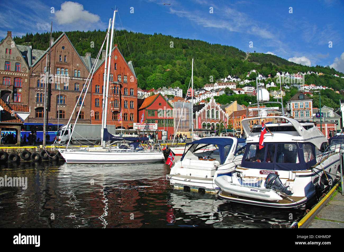 Bergen Harbour, Bergen, Hordaland County, Vestlandet Region, Norway ...
