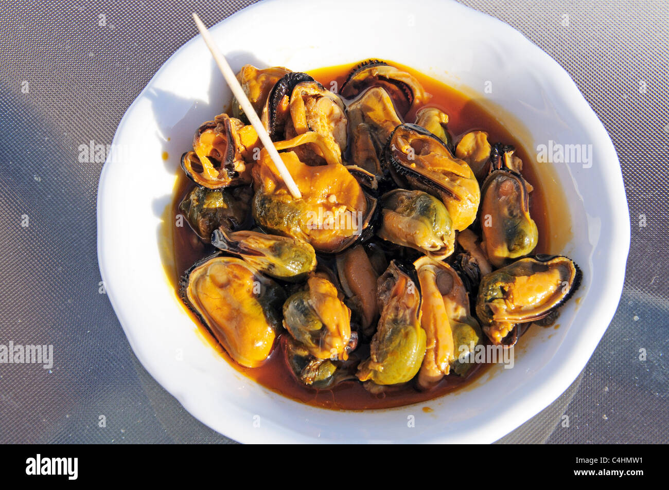 Tapas – mussels in chili and tomato vinaigrette, Costa del Sol ...
