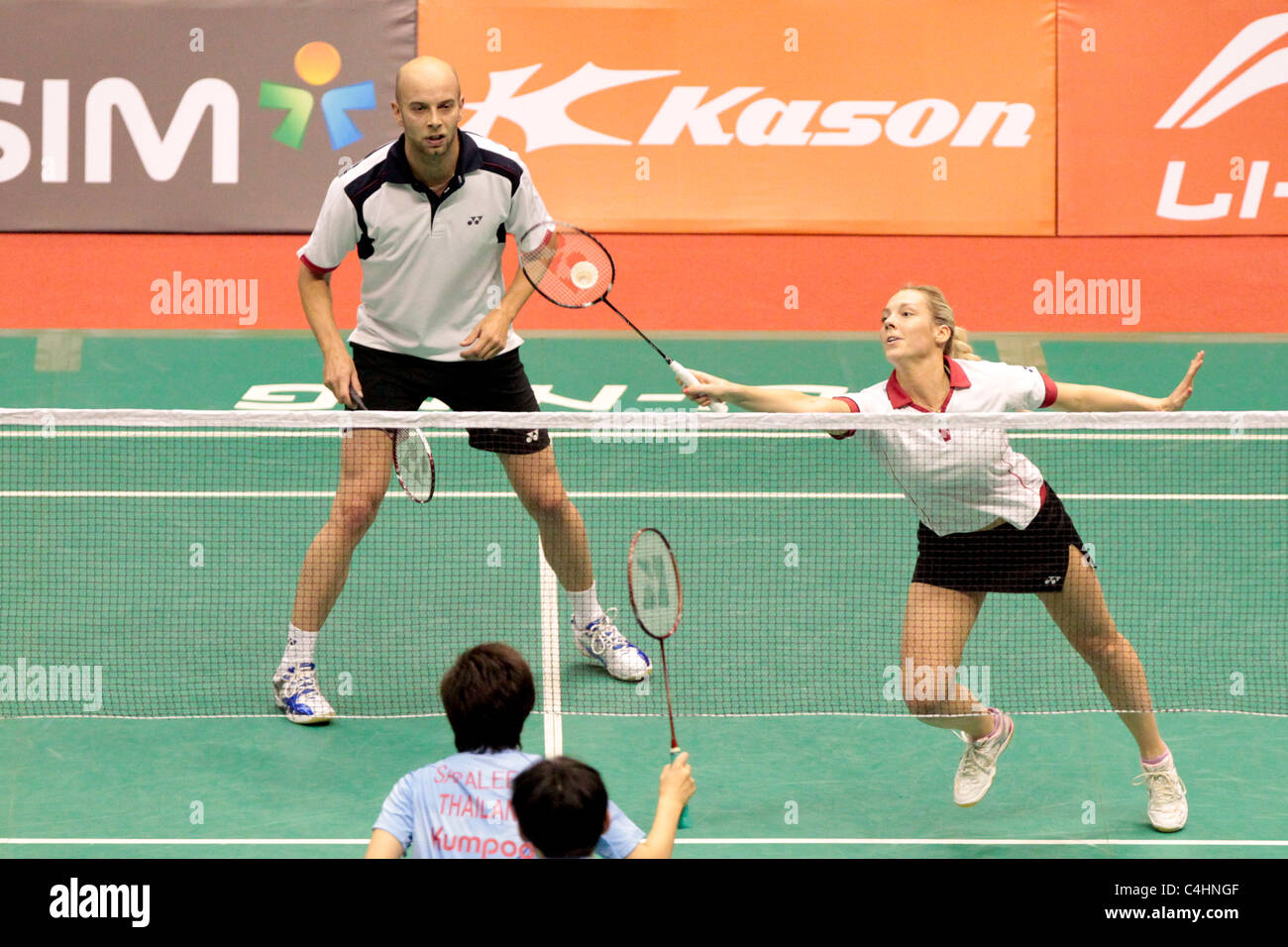 Gabrielle White of England and Robert Blair of Scotland during their ...