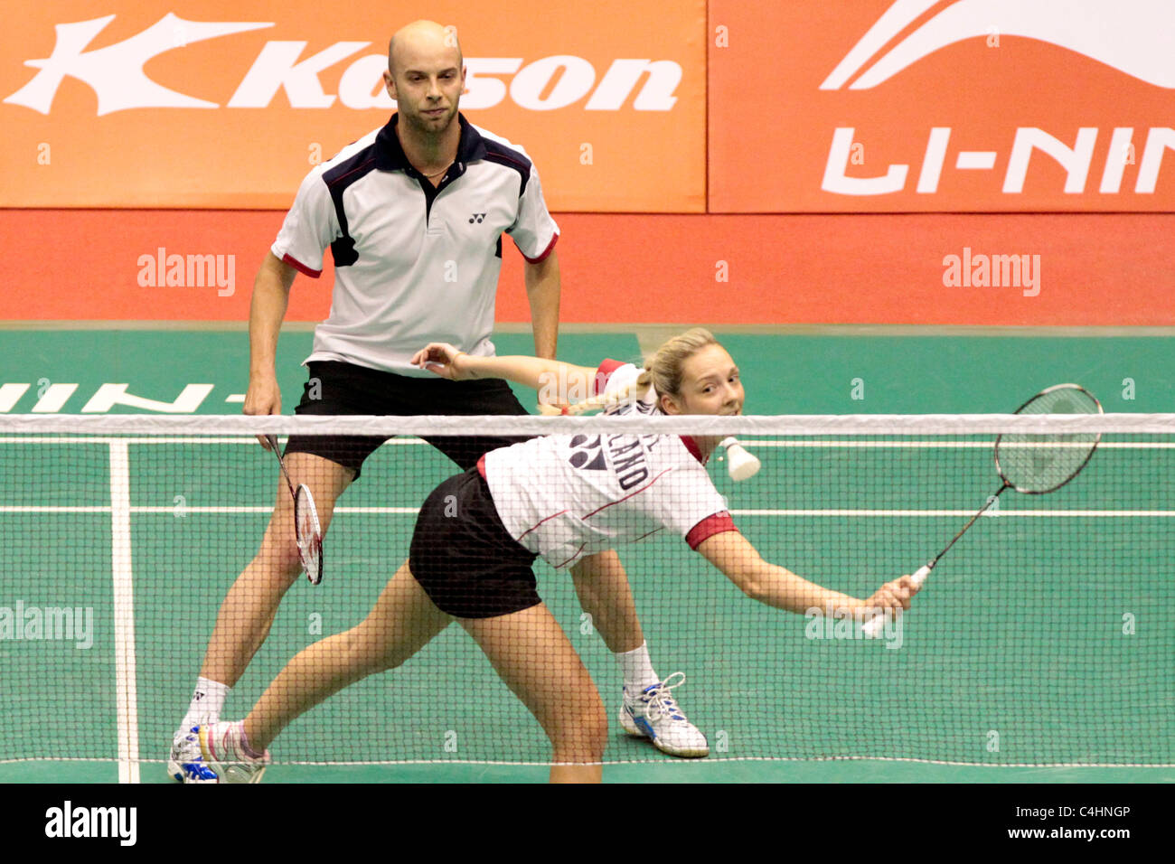 Gabrielle White of England and Robert Blair of Scotland during their ...