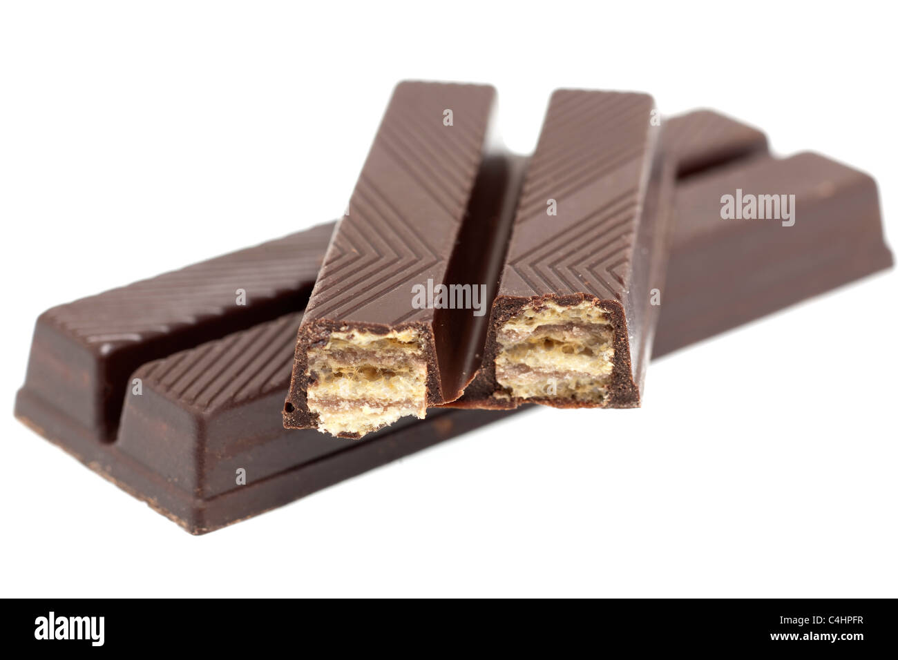 Dark chocolate covered wafer fingers Stock Photo - Alamy