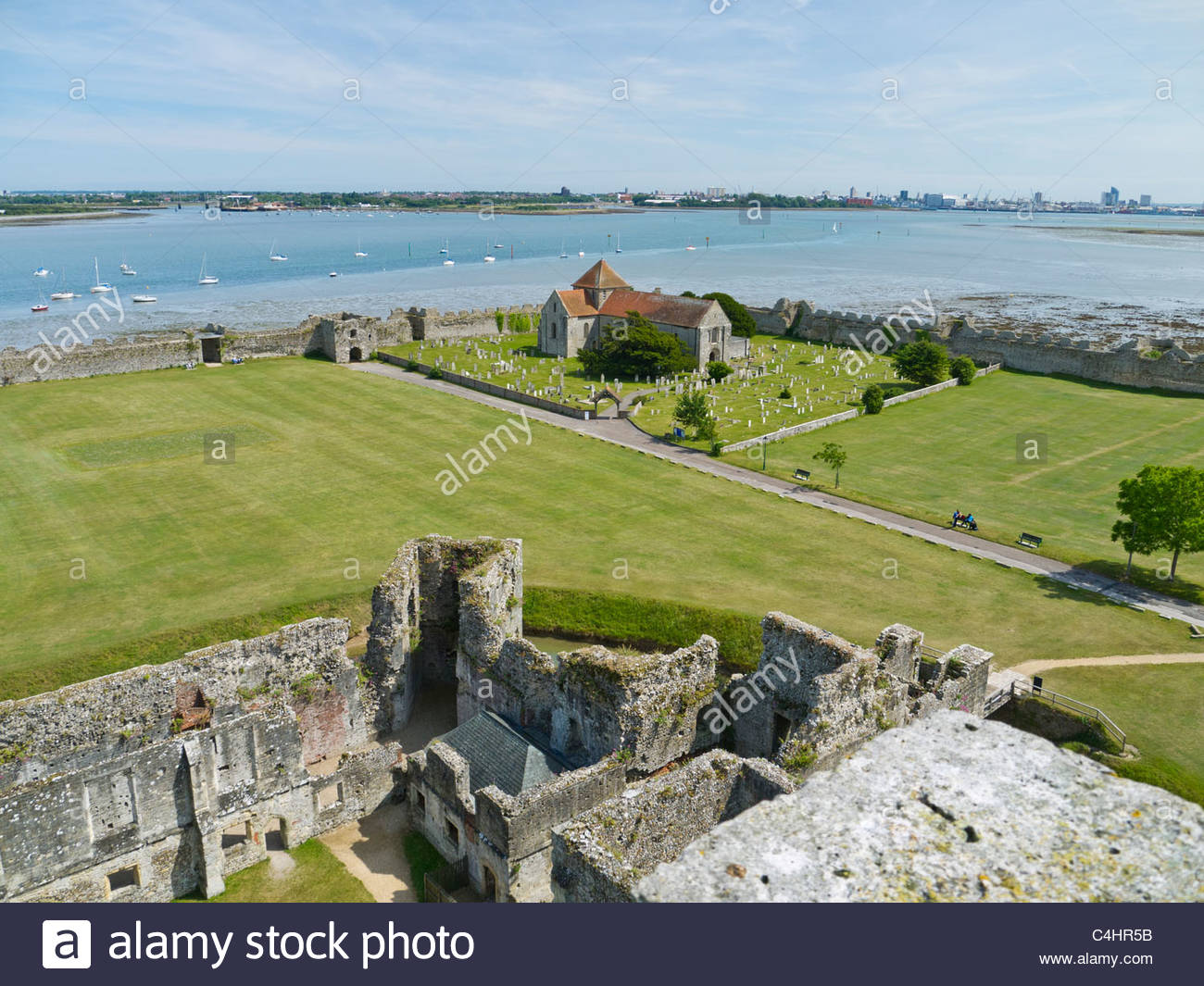 Portchester Castle From Tower Stock Photos & Portchester Castle From ...