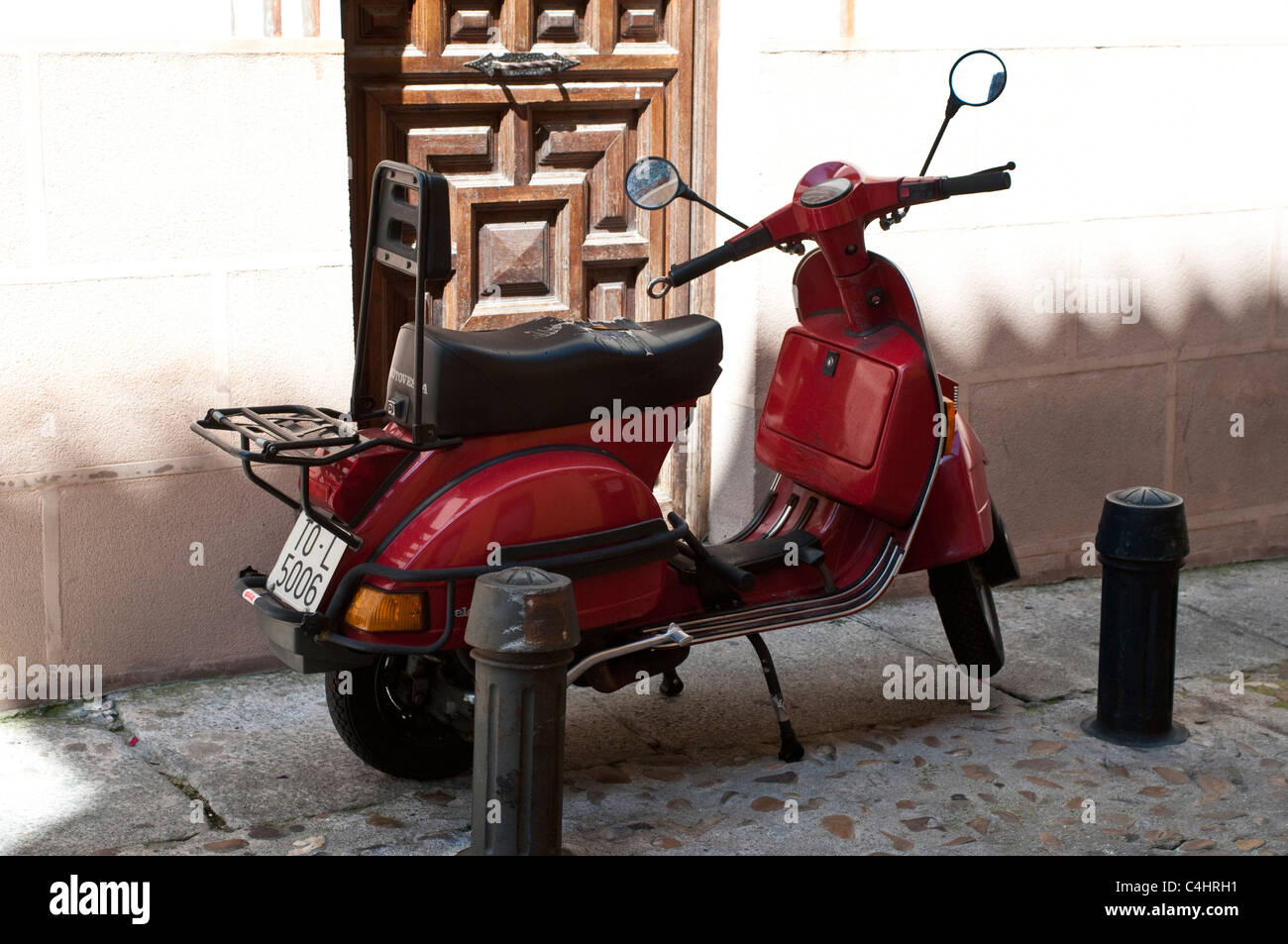 Red scooter, Toledo, Spain Stock Photo - Alamy