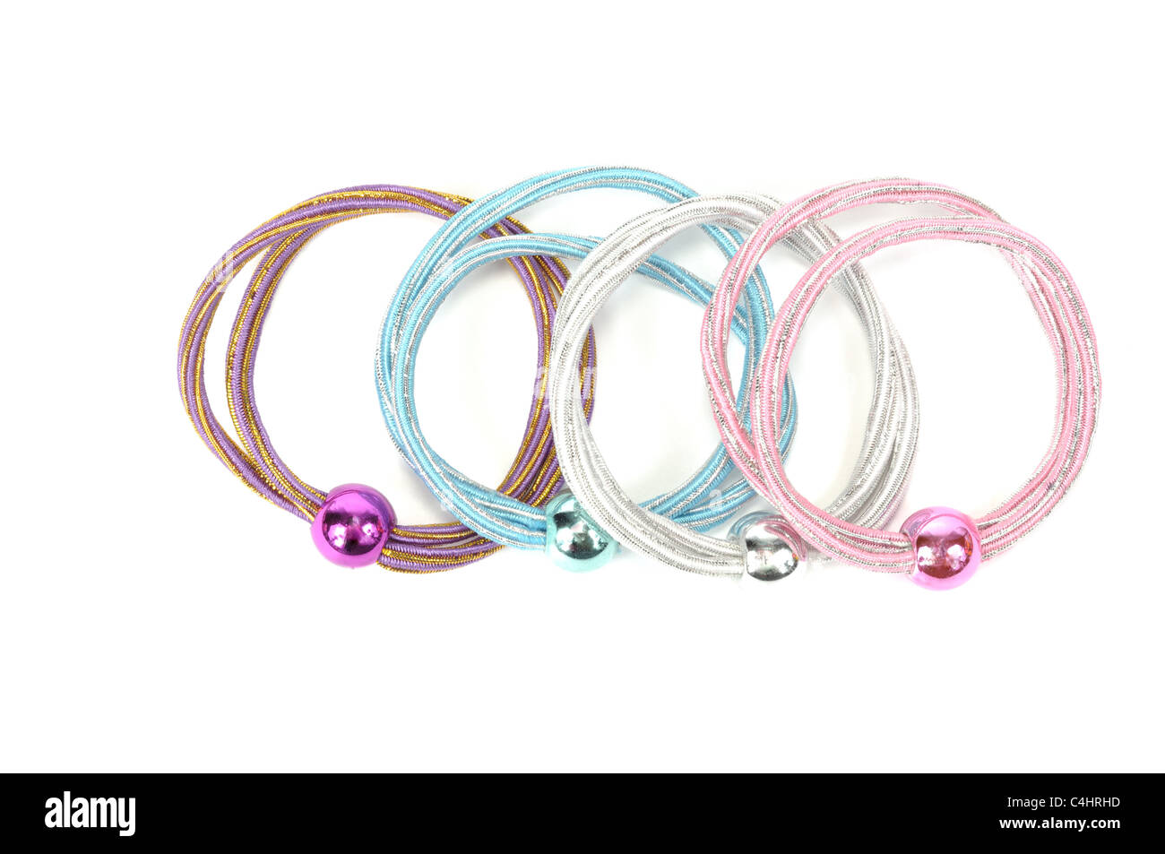Set of colorful hair bands on a white background Stock Photo - Alamy