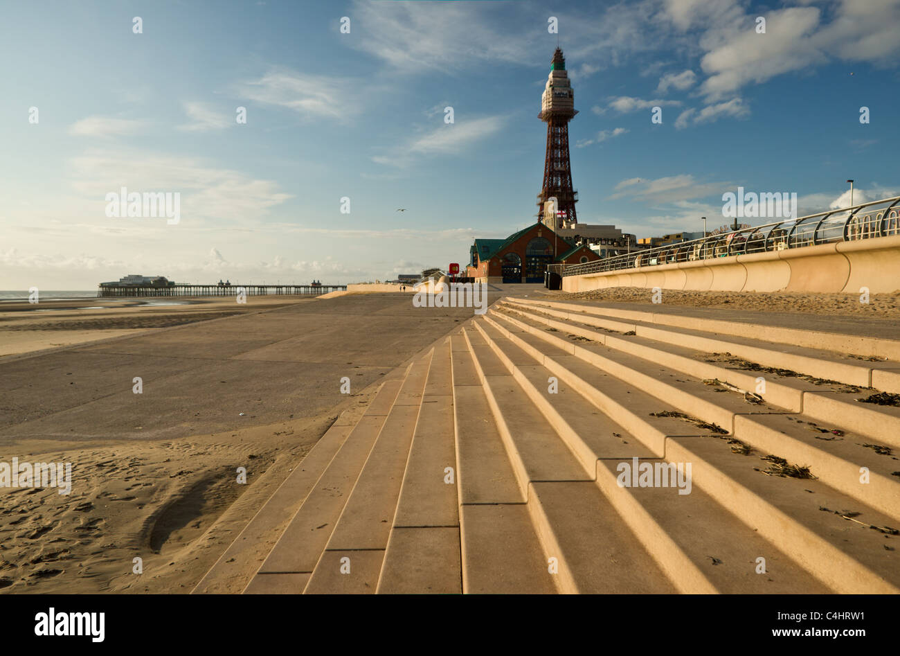 Blackpool Tower New Seafront Steps High Resolution Stock Photography ...