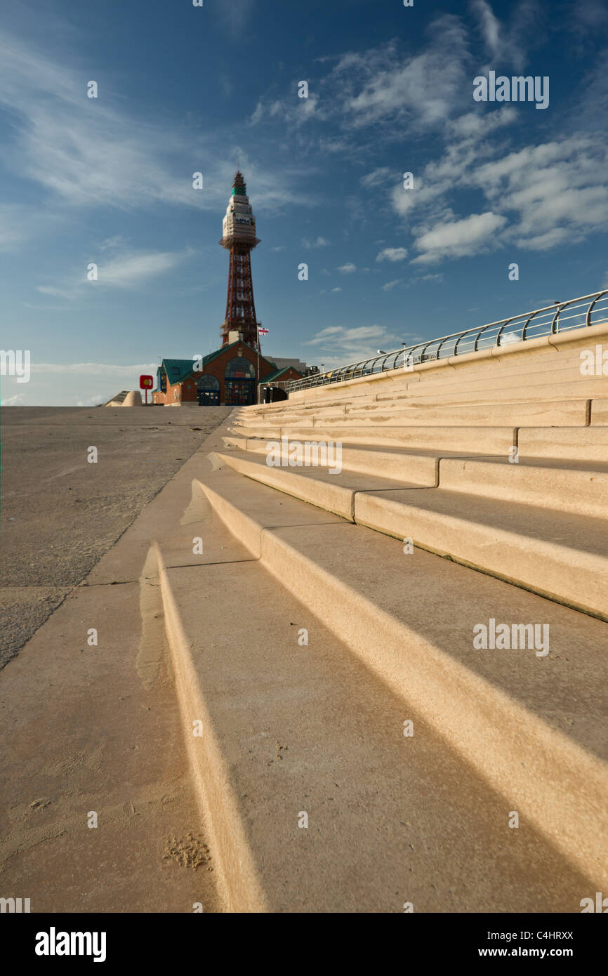 Blackpool Tower New Seafront Steps High Resolution Stock Photography ...
