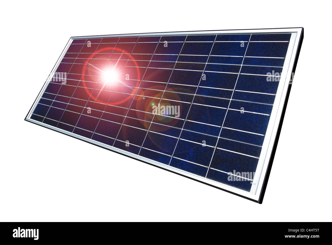 Solar panel with lens flare from a reflecting sun Stock Photo - Alamy