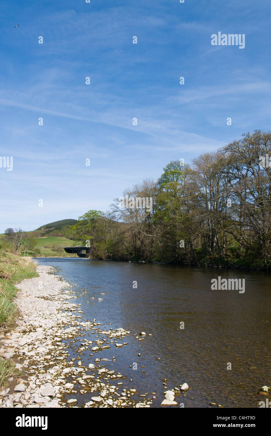 Looking down the River Ettrick towards the A7 road bridge over the ...