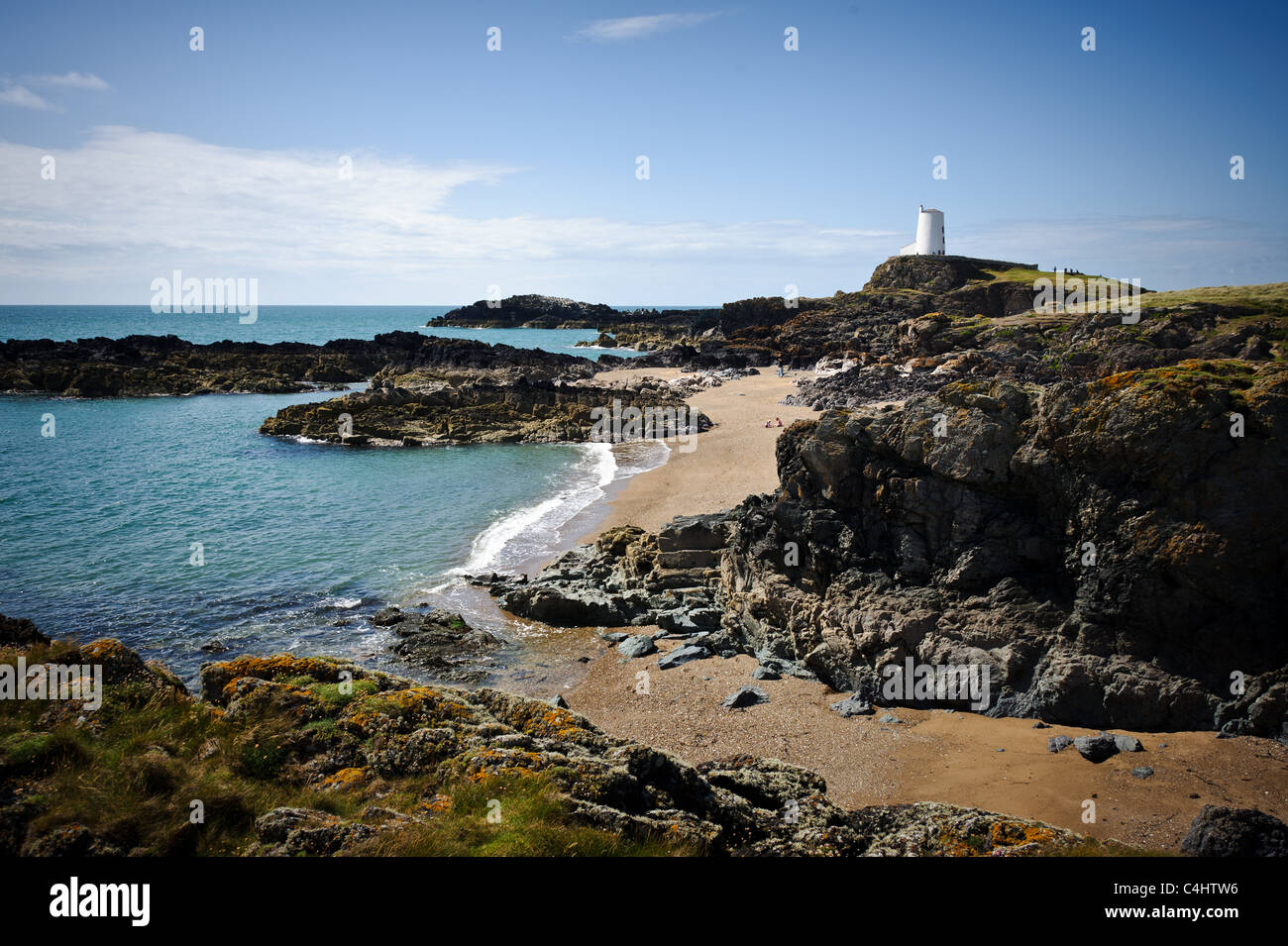 Lighthouse on LLanddwyn Island, Newborough, Wales Stock Photo - Alamy