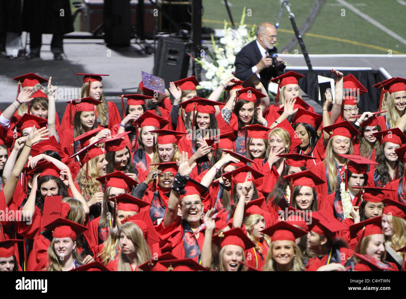 American high school graduation ceremony Stock Photo - Alamy