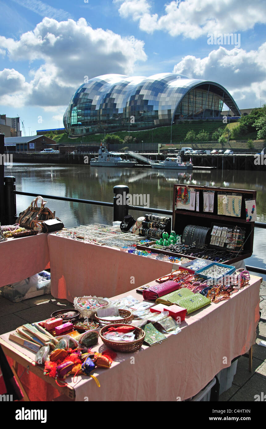 View of The Sage Gateshead showing Sunday Market stall, Quayside ...