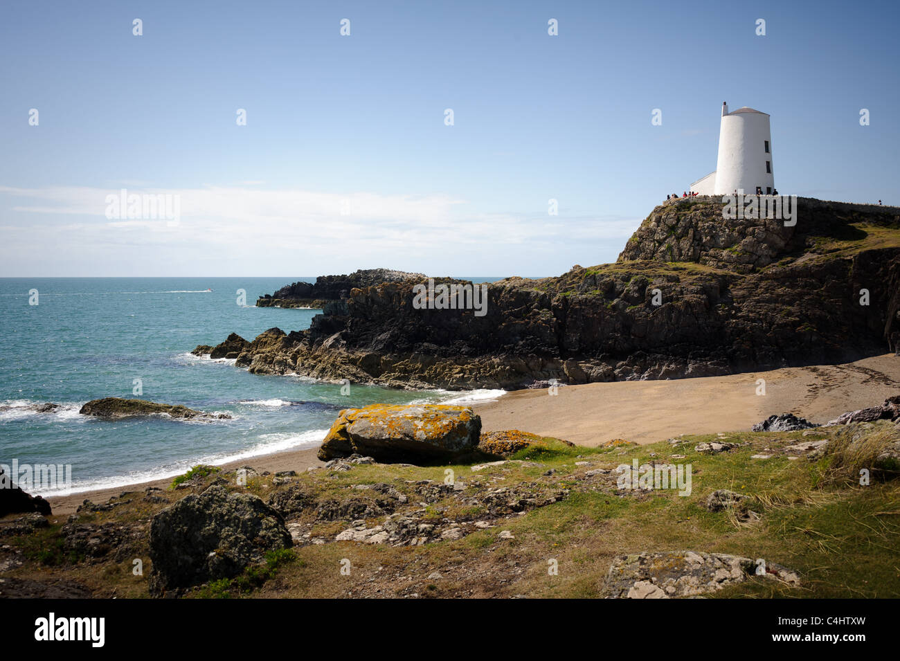 Lighthouse on LLanddwyn Island, Newborough, Wales Stock Photo - Alamy