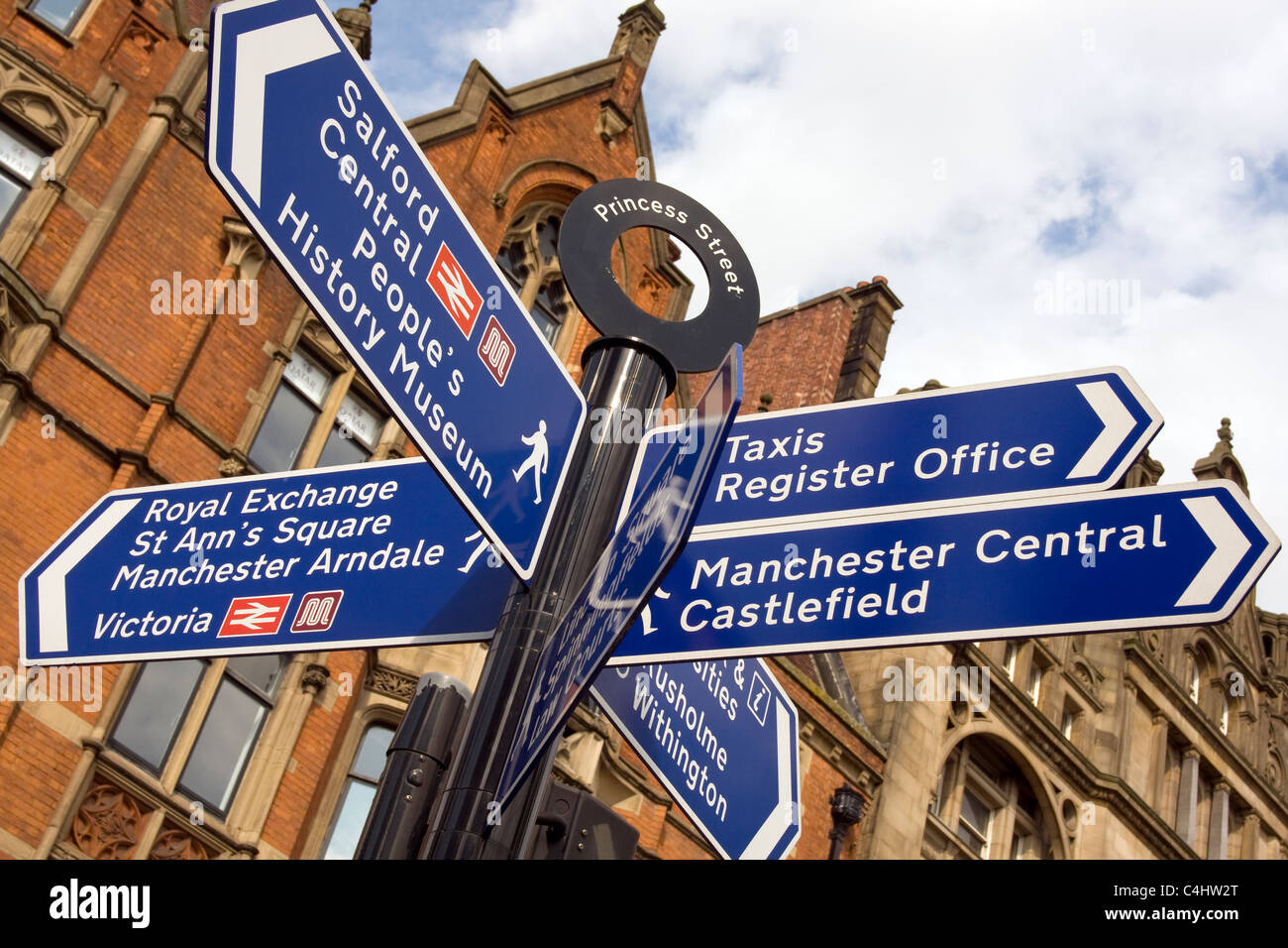 Local Destination Sign, Manchester Stock Photo - Alamy