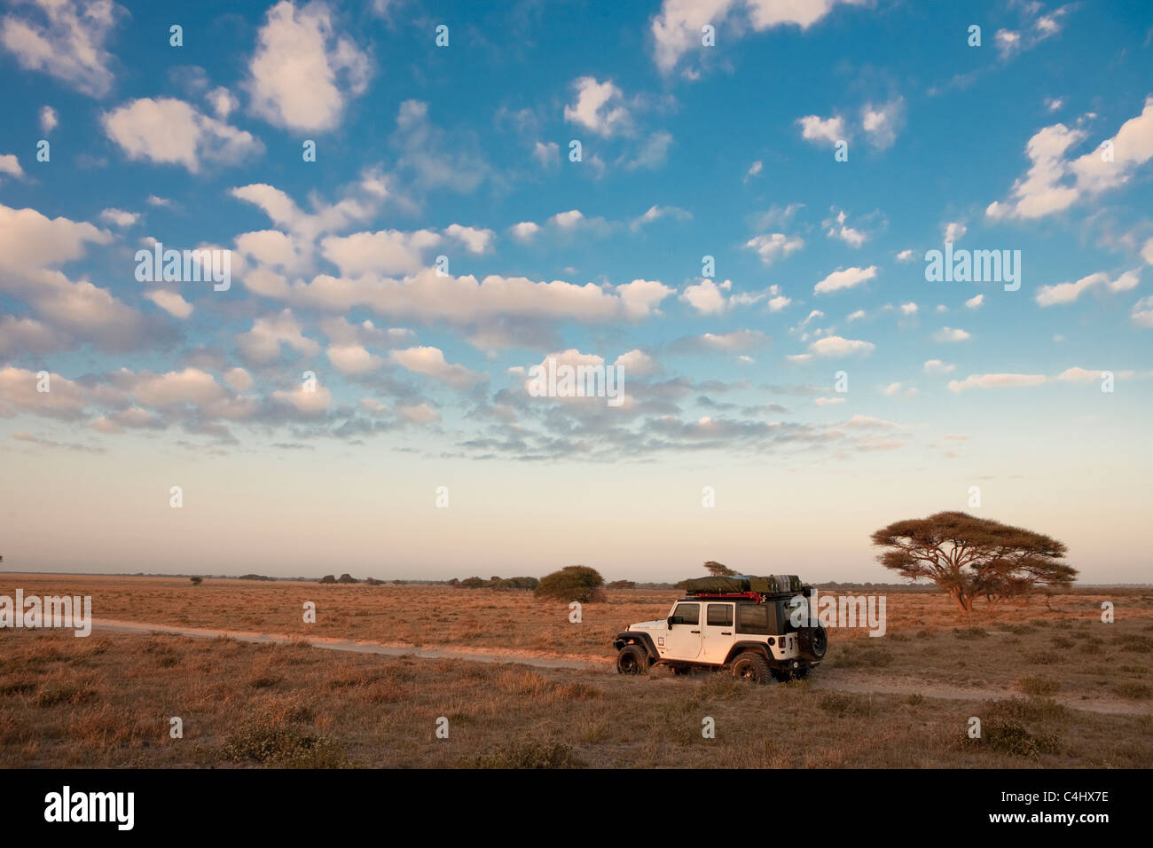 Off Road Vehicle in Deception Valley, Central Kalahari Game Reserve ...