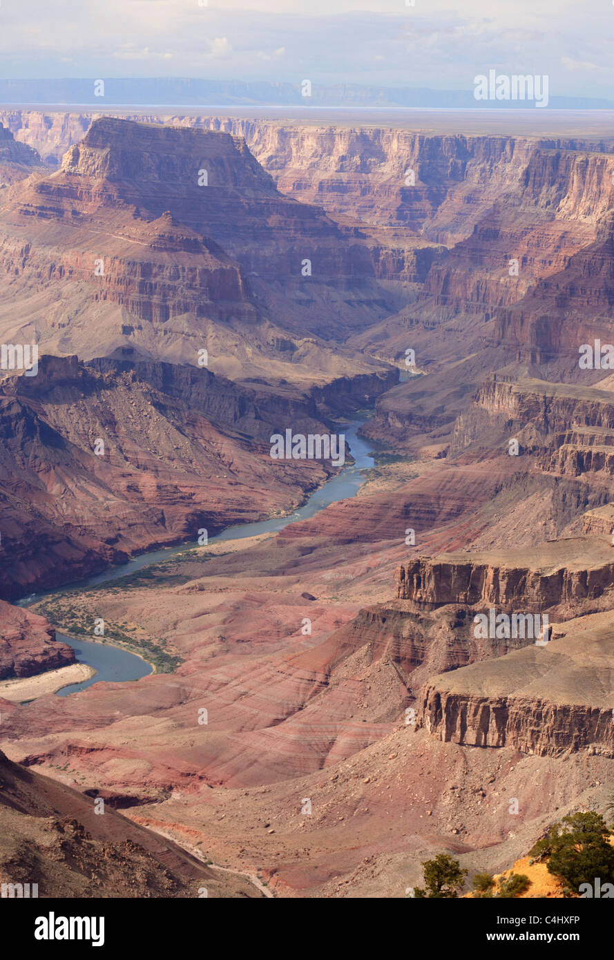 Grand Canyon Colorado River view from Desert Point overlook Stock Photo ...