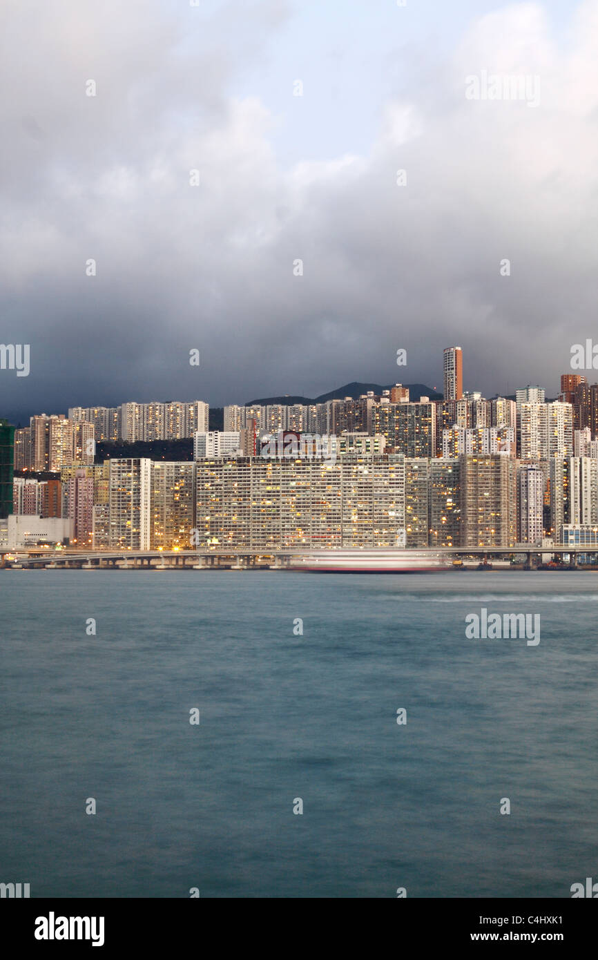 apartment building at night Stock Photo - Alamy