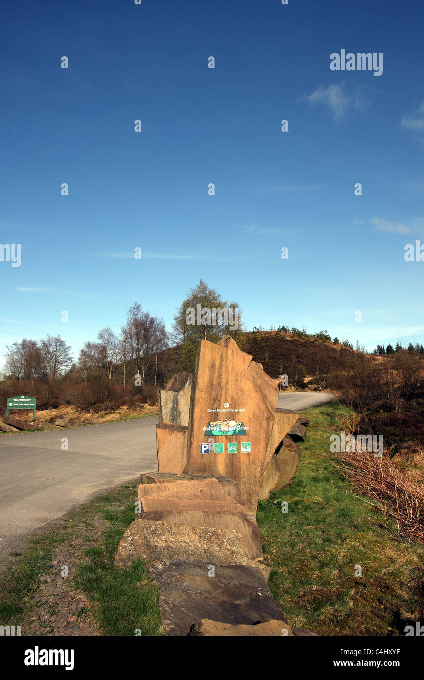 Slabs of rock at the entrance from Duke's Pass to Achray Forest Drive ...