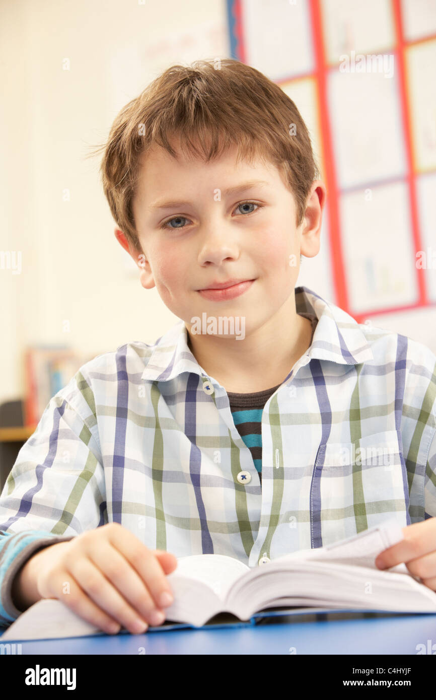 Schoolboy Studying Textbook In Classroom Stock Photo - Alamy Schoolboy Studying Textbook In Classroom Stock Photo - Alamy