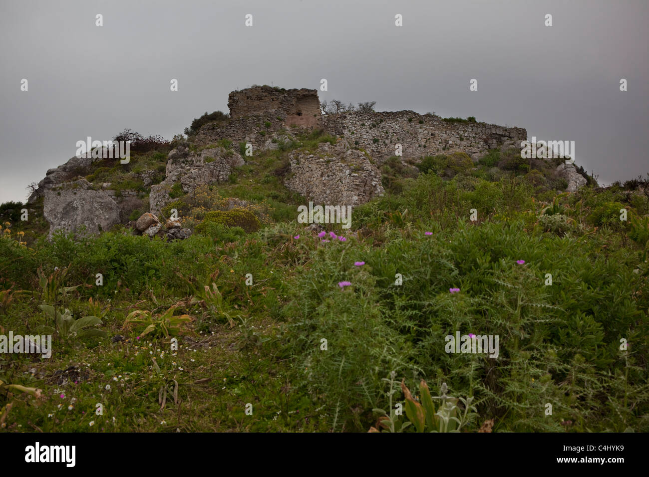 The ancient Hellenic city of Polyrinia, Crete. The place name means ...