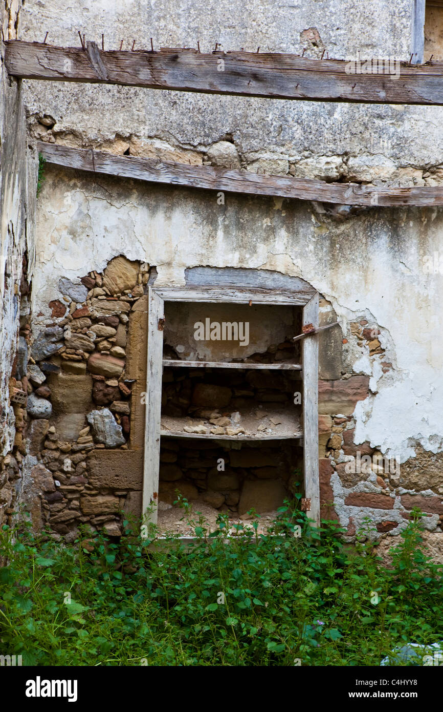 Shelves in ruined building in the ancient Hellenic city of Polyrinia ...