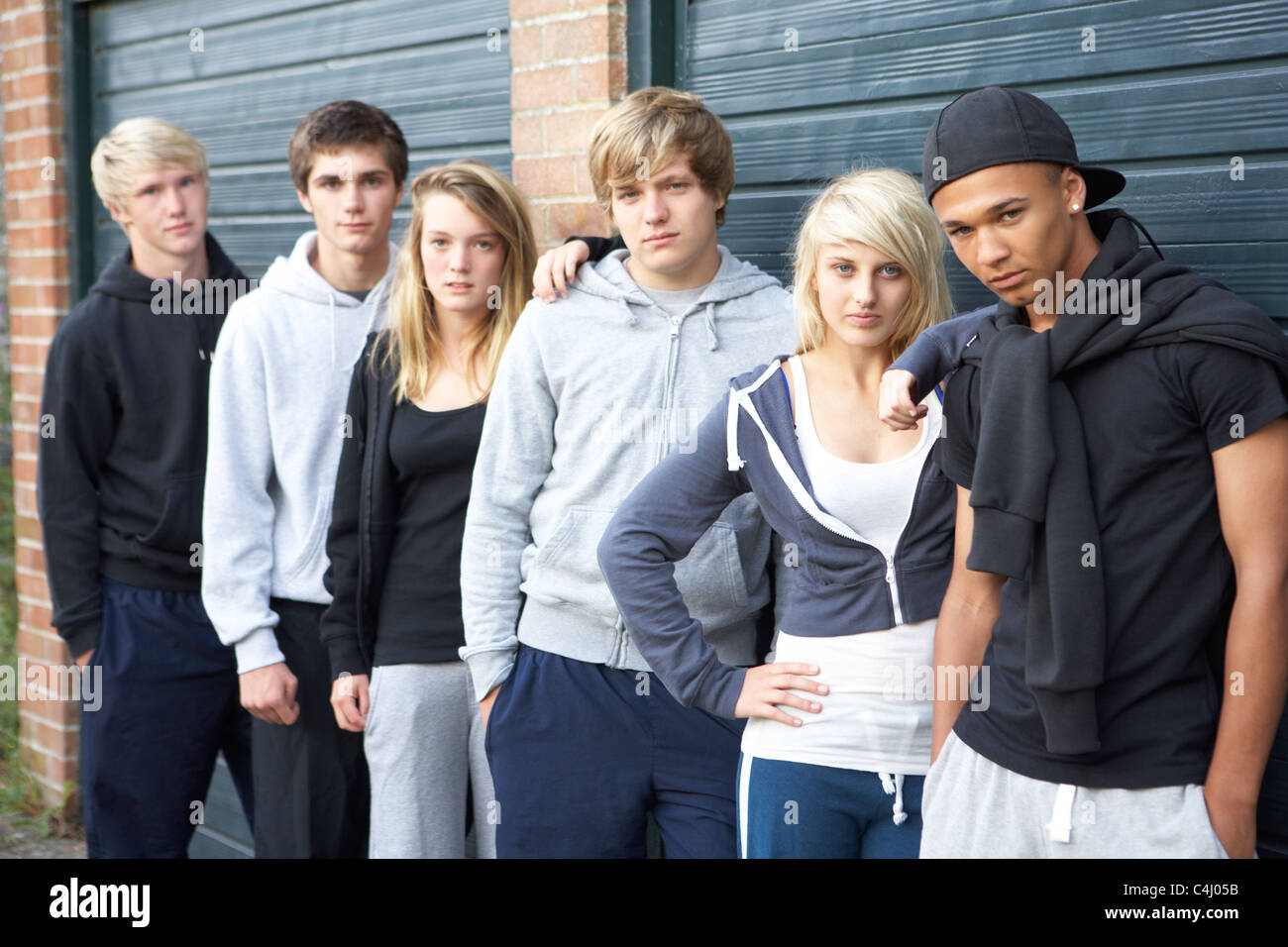 Group Of Teenagers Hanging Out Together Outside Stock Photo - Alamy