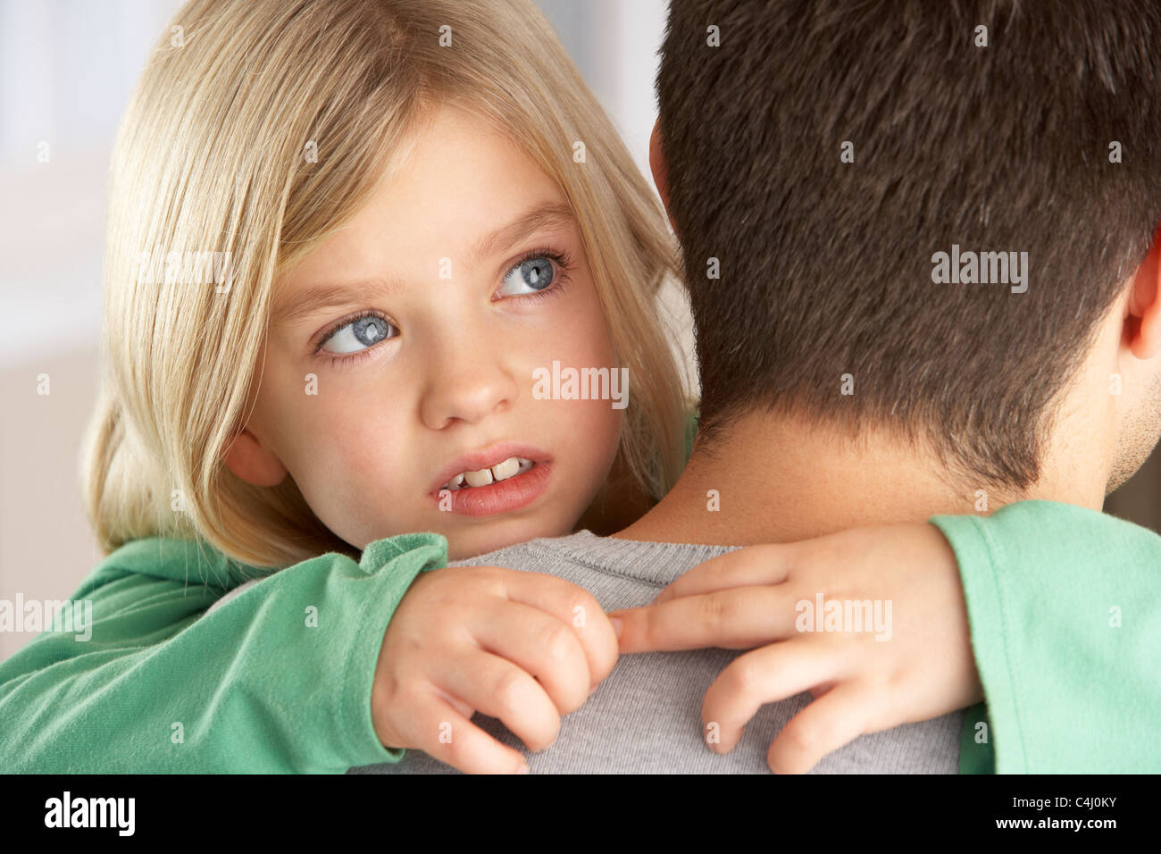 Portrait Of Happy Daughter Looking Over Fathers Shoulder Stock Photo ...