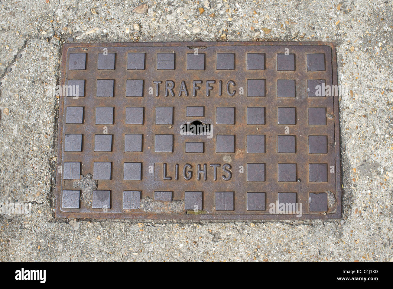 traffic lights manhole cover Stock Photo - Alamy