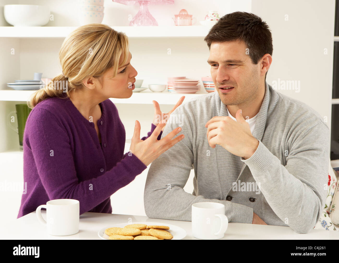 Couple Having Argument At Home Stock Photo - Alamy